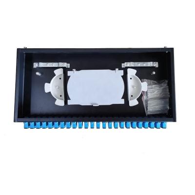 China 482*200*45mm with SC Duplex Adapters 1U 24 Port 48 Core Rack Type Optical Patch Panel for sale