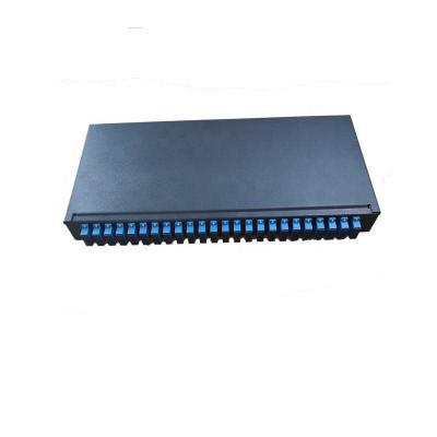 China 482*200*45mm Dimension 24 Port 48 Core 1U Rack Type SC Duplex Fiber Optic Patch Panel with Adapters for sale