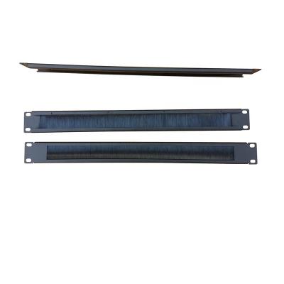 China 19 Inch 1U Black Metal Brush Patch Panel for Cable Management for sale