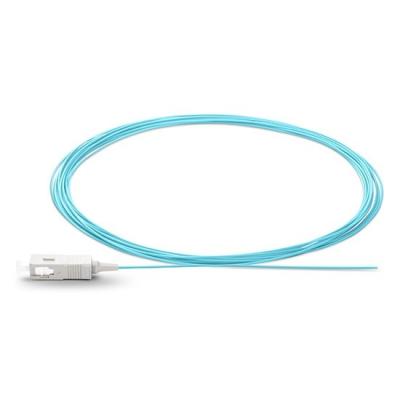 China SC/UPC Fiber Optic Pigtail 0.9mm Multimode OM3 Aqua 1M for sale