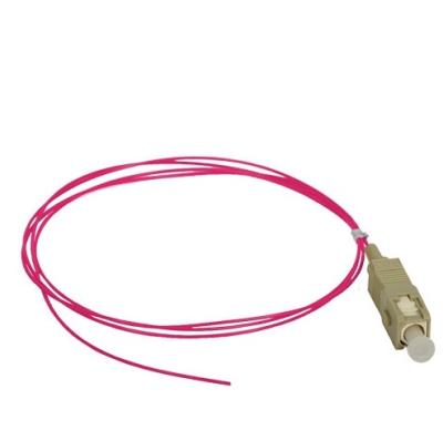 China SC/UPC Fiber Optic Pigtail 0.9mm Multimode OM4 Pink 1M for sale