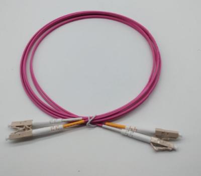 China LC-LC Fiber Optic Patch Cord MM 50/125 LC Duplex DOBLE Optical Cable  OM4 pink  3M for sale