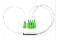 China 1X4 PLC  Fiber Optic Splitter SC/APC  Connector 0.9mm Cable 1m G657A Steel Tube for sale