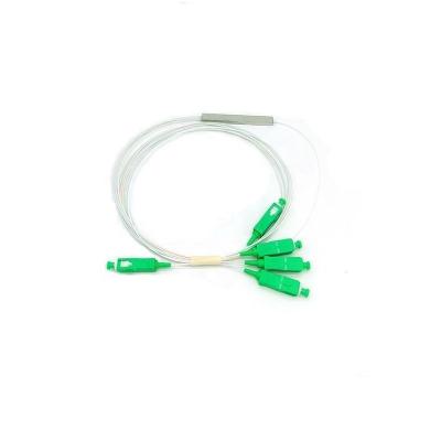 China G657A 1 * 4 Steel Tube Type  SC / APC Connector 1m 0.9mm PLC Optical Fiber Splitter for sale