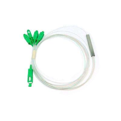 China G657A 1 * 4 Steel Tube Type  SC / APC Connector 1m 0.9mm PLC Optical Fiber Splitter for sale