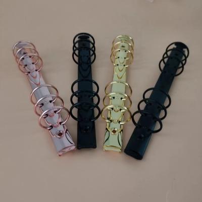 China 216mm 6 Ring Gold Metal Binder Custom A4 Size A5 A6 Hardware Metal 6 Ring Binder Mechanism Gold for Folder for sale