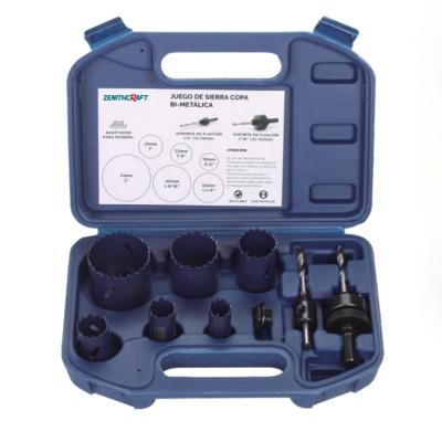 China 60mm 70mm 73mm 9 Piece Hole Saw Kit Bi Metal Hole Saw Painting Surface for sale
