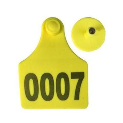 China 860MHz - 960MHz RFID Ear Tag Yellow Livestock Tracking Tags For Efficient Livestock Management for sale