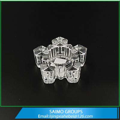 China SM-1226-0 Clear Snow Shape Tea Light Candle Holder 9.5cm Diameter for Christmas Decor for sale