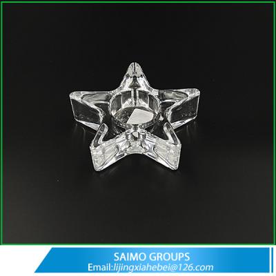 China SM-1118-0 Electroplated Five-Pointed Star Glass Candle Holder 9.5cm Diameter 280g Weight for sale