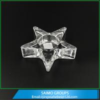 China SM-1118-0 Electroplated Five-Pointed Star Glass Candle Holder 9.5cm Diameter 280g Weight for sale