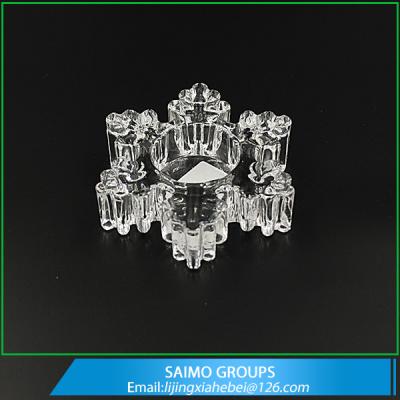 China SM-1225-0 Clear Glass Snow Shape Candle Holder 11.5cm Diameter 320g Weight Christmas Decor for sale
