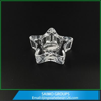 China SM-6225-0 Five-Pointed Star Glass Candle Holder 9.0cm Diameter 2.5cm Height Clear Handcrafted for sale