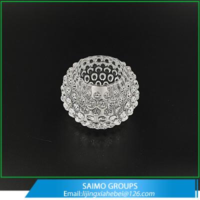 China SM-8056-0 Nail Round Clear Votive Tealight Glass Candle Holder 7.7cm Diameter 350g Weight for sale