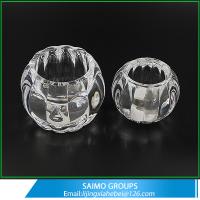 China SM-1191-0 Pumpkin Shape Crystal Glass Windproof Candle Holder 9.5cm Diameter 600g Weight for sale