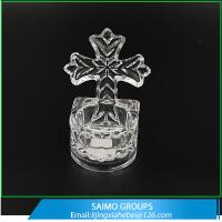 China Religion Glass Cross Candle Holder Tealight Candleholder 7cm x 6.5cm x 10cm Church Decor for sale