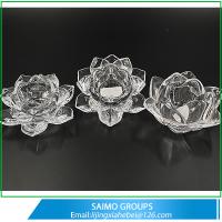 China Wholesale Crystal Glass Lotus Flower Candle Holder 11.5cm Wedding Favors SGS CIQ for sale