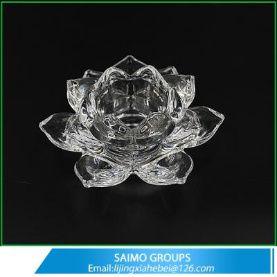 China Wholesale Crystal Glass Lotus Flower Candle Holder 11.5cm Wedding Favors SGS CIQ for sale