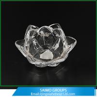 China Wholesale Crystal Glass Lotus Flower Candle Holder 11.5cm Wedding Favors SGS CIQ for sale