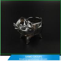 China Wholesale Glass Pig Candle Holder 10cm x 6.5cm Decorative Table Centerpiece for sale