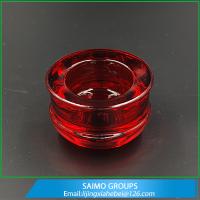 China Red Thick Bottom Bell Round Glass Tea Light Candle Holder SM-1318-0 7cm for sale