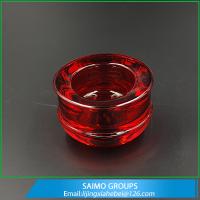 China Red Thick Bottom Bell Round Glass Tea Light Candle Holder SM-1318-0 7cm for sale