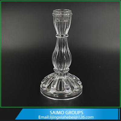 China Crystal Long Stemmed Glass Candle Holder 8.5cm x 16.3cm Clear Handmade for sale