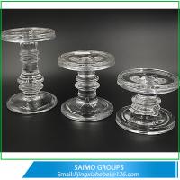 China Bamboo Shape Glass Candle Holders Bulk Wedding Decor 11cm Diameter Clear for sale