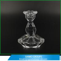 China Tall Hexagonal Glass Candlesticks SM-5250-0 30cm Height Clear Wedding Decor Wholesale for sale