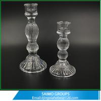 China Crystal Tall Tealight Long Stem Glass Candle Holder Set of 3 15.5cm Height 8cm Diameter for sale