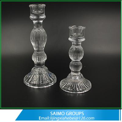 China Crystal Tall Tealight Long Stem Glass Candle Holder Set of 3 15.5cm Height 8cm Diameter for sale