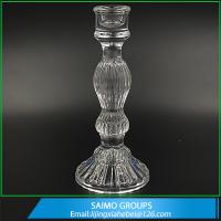 China Crystal Tall Tealight Long Stem Glass Candle Holder Set of 3 15.5cm Height 8cm Diameter for sale