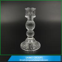 China Crystal Tall Tealight Long Stem Glass Candle Holder Set of 3 15.5cm Height 8cm Diameter for sale