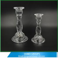 China Hand Pressed Long Stemmed Glass Tall Crystal Candle Holder 10.5cm x 20cm for sale