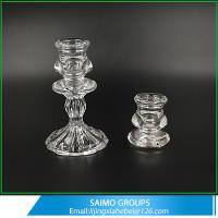 China Handmade Glass Candle Holder SM-6478-0 Clear Custom Colors Diameter 8cm Height 12cm for sale