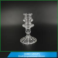 China Handmade Glass Candle Holder SM-6478-0 Clear Custom Colors Diameter 8cm Height 12cm for sale