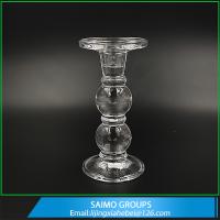 China Wholesale Glass Candle Holder Set 3 Pcs Tall Clear 23cm 18cm Height for sale