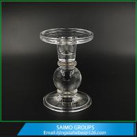 China Wholesale Glass Candle Holder Set 3 Pcs Tall Clear 23cm 18cm Height for sale