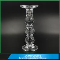 China Wholesale Glass Candle Holder Set 3 Pcs Tall Clear 23cm 18cm Height for sale
