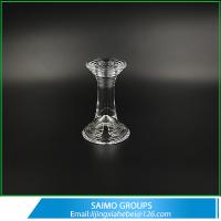 China Crystal Glass Pedestal Candle Holder 8cm Diameter 16cm Height Wholesale Clear for sale