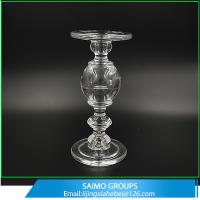 China Crystal Tall Glass Ball Pillar Candle Holder 11.5cm Diameter 16.5cm Height Wedding Centerpiece for sale