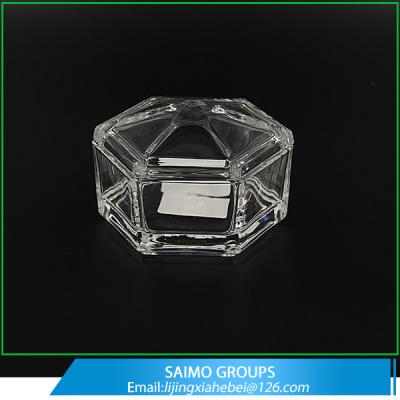 China SM-10696-0 Middle East Classic Hexagonal Glass Candy Jar 8.0cm Diameter 275g Weight Clear Glass Container for sale
