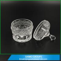 China SM-10664-0 Hand Made Engraved Cylinder Glass Candle Jar 10.5cm Diameter with Dome Lid for sale