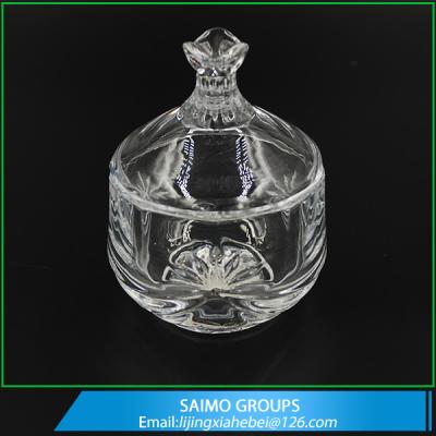 China SM-3347-0 Crystal Glass Sugar Bowl with Lid - 8.2cm Diameter, 11.0cm Height - Custom Colors Available for sale