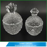 China SM-0391-0 Crown Glass Bead Sugar Cookie Jar 9.0cm x 14.0cm Recycled Glass Container for sale