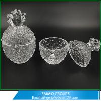 China SM-0391-0 Crown Glass Bead Sugar Cookie Jar 9.0cm x 14.0cm Recycled Glass Container for sale
