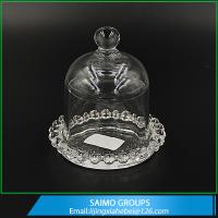 China Italian Style Small Classic Beaded Glass Butter Jar 9x9x10cm Clear SM-12062-0 for sale