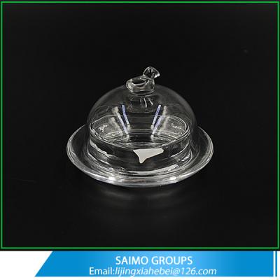 China Wholesale Crystal Round Glass Butter Dish 9.3cm x 6.6cm Clear SM-8934-0 for sale