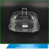China Crystal Clear Glass Butter Dish with Lid 17cm x 12cm for Kitchen Storage for sale