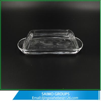 China SM-0448-0 Clear Rectangle Libbey Style Glass Butter Dish for sale